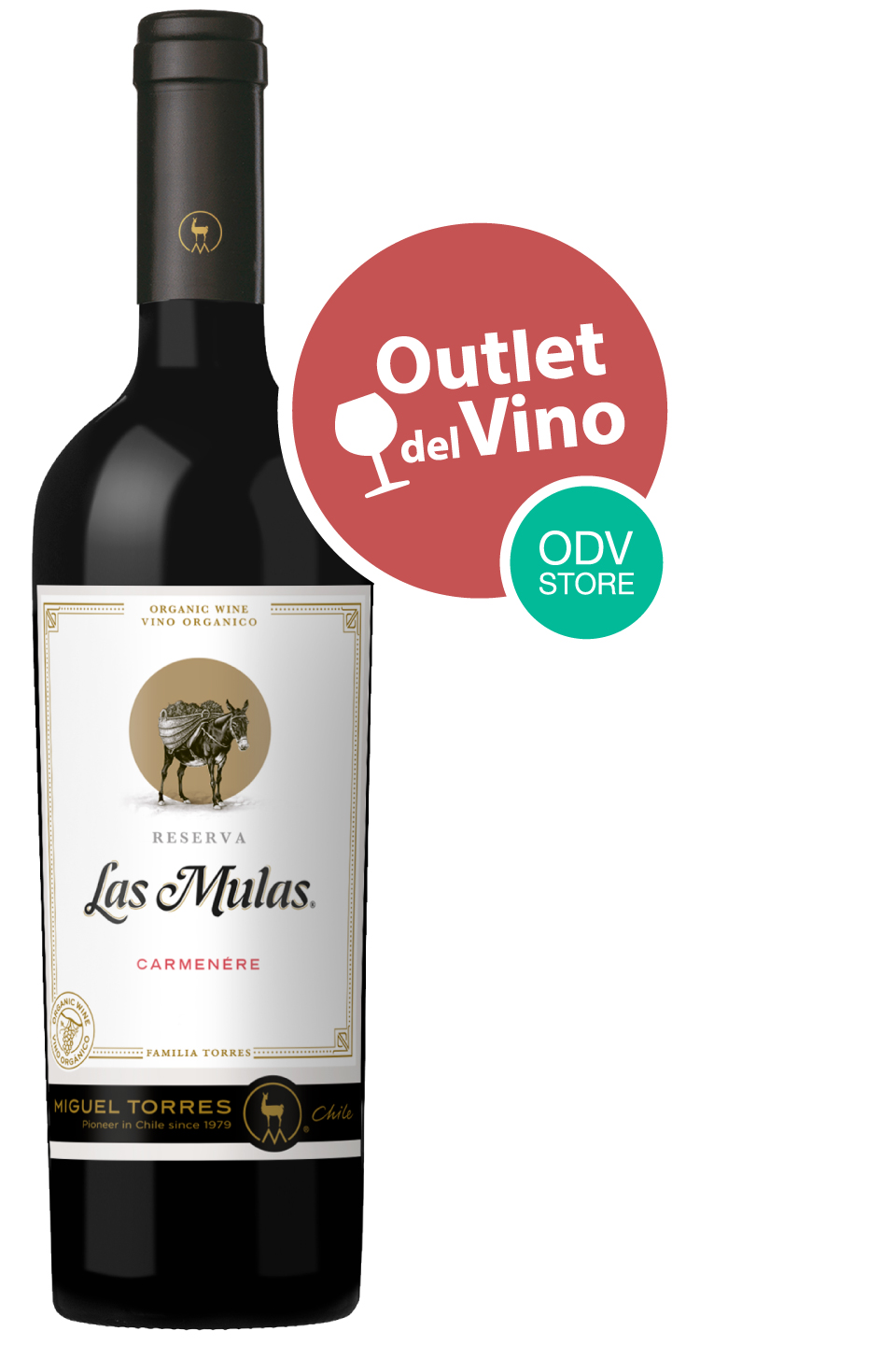 Outlet del Vino - Las Mulas Carménère Reserva 2019 Viña Miguel Torres 750cc